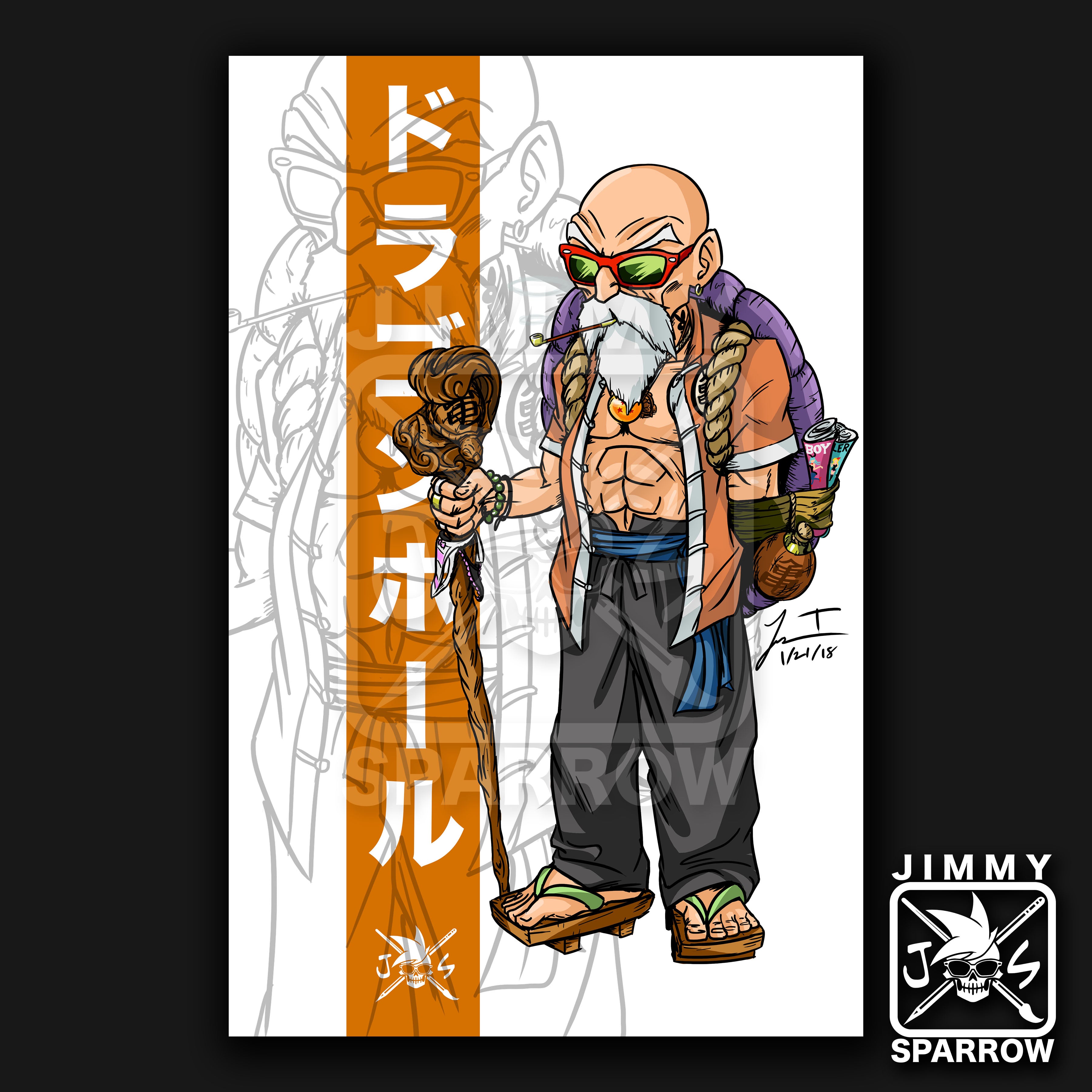 Master Roshi Redesign - 11" X 17" Poster – Jimmy Sparrow